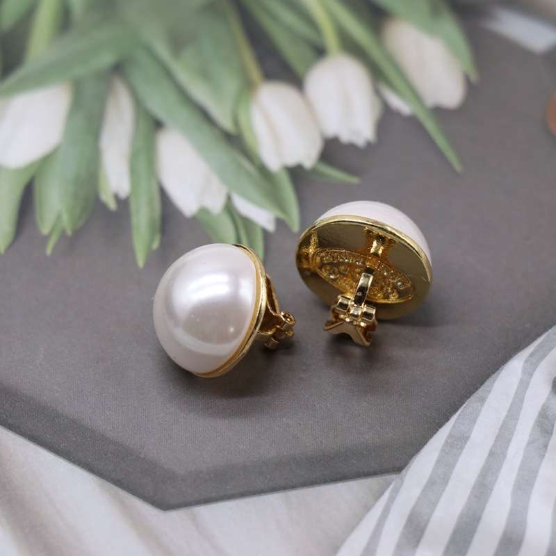 aretes broche de clip perlas redondos - Venta de accesorios